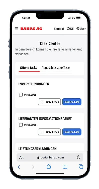 Lieferantenportal der BAHAG Handelsgesellschaft