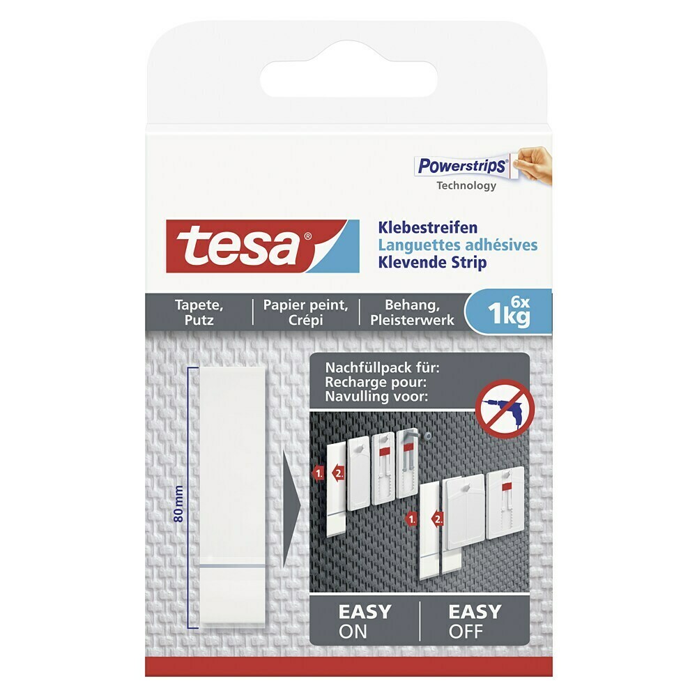 Tesa Klebestreifen - Geeignet für: Tapeten, Belastbarkeit: 1 kg, 6 Stk ...