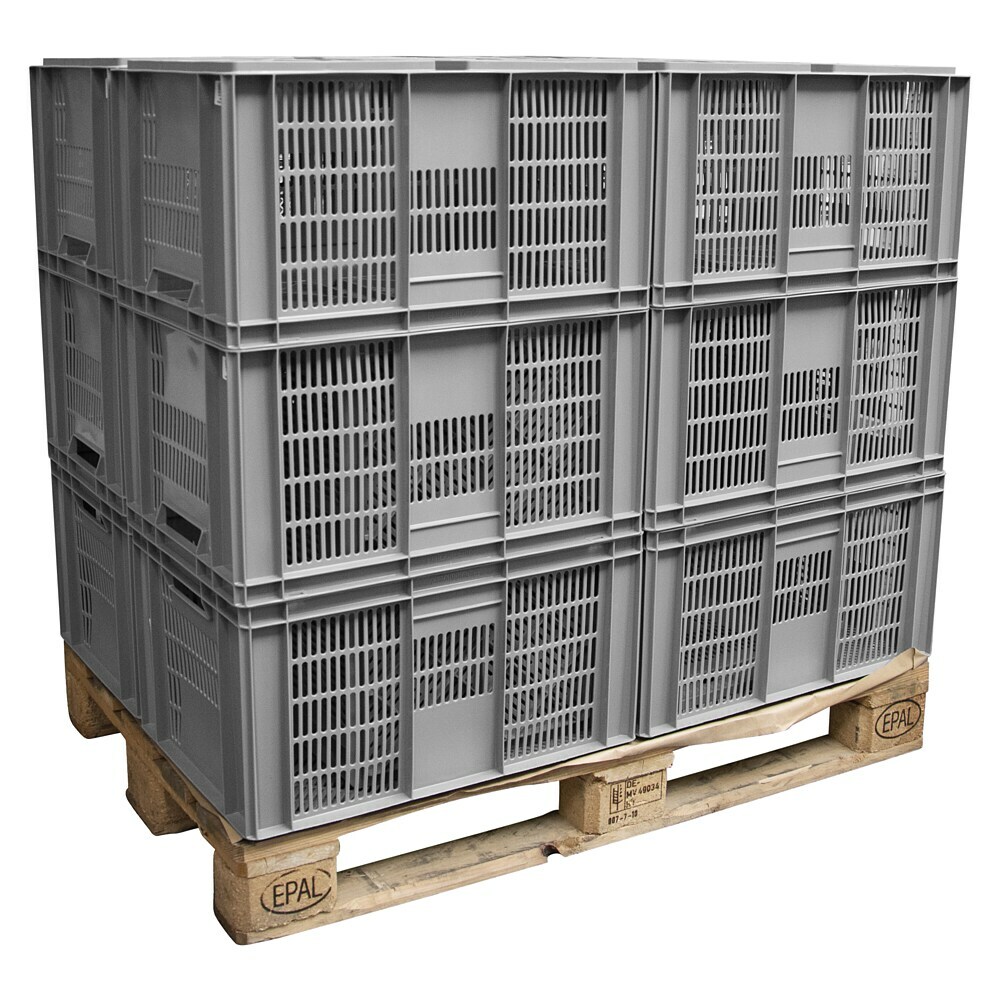 BAUHAUS Eurobox Palette - 60 l, L x B x H: 60 x 40 x 32 cm, Offen, 16 ...