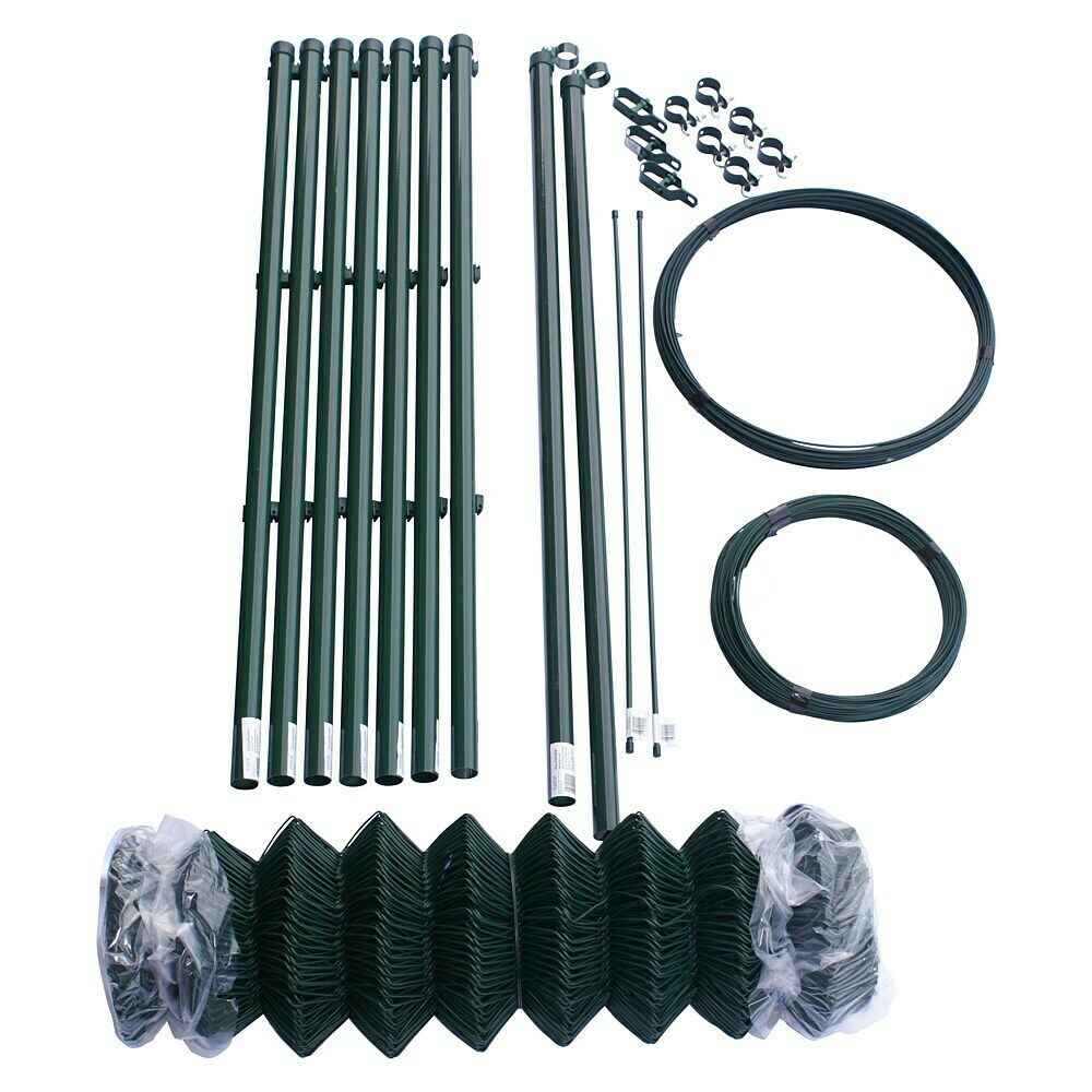 Hadra Maschendrahtzaun-Set - 15 x 1 m, Drahtstärke: 2,8 mm, Grün ...