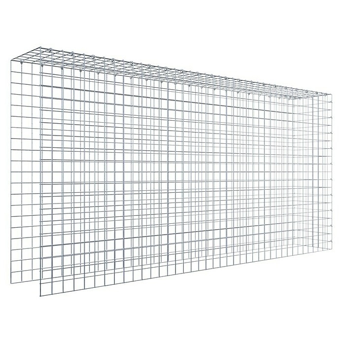 Gabiona Gabione Typ 4 (Zum Anbau in Länge & Höhe, 200 x 30 x 100 cm, Stahl, Maschenbreite: 50 mm ...