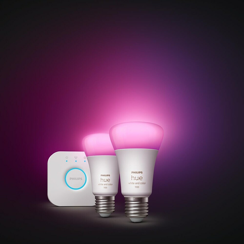 Philips Hue Smart-LED-Lampen Set - E27, Dimmbar, RGBW, 1.100 lm, 9 W ...