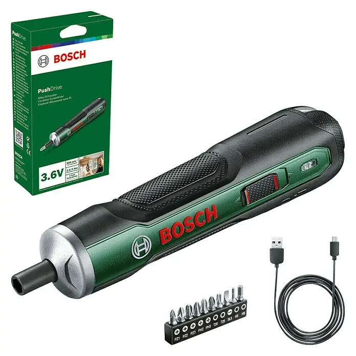 Bosch Akkuschrauber PushDrive - 3,6 V, 10 Schrauberbits online kaufen ...