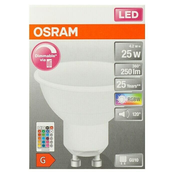Osram LED-Lampe Star+ PAR16 (GU10, Dimmbar, RGBW, 250 lm, 4,5 W) | BAUHAUS Osram LED-Lampe Star+ PAR16 (GU10, Dimmbar, RGBW, 250 lm, 4,5 W) | BAUHAUS