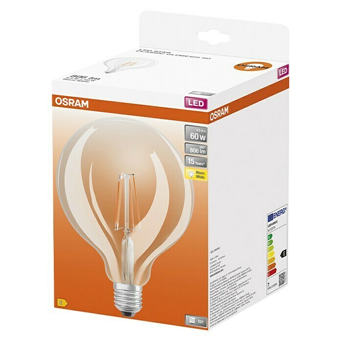 Osram LED žarulja Retrofit Classic Globe (E27, Bez prigušivanja, Topla ... Osram LED žarulja Retrofit Classic Globe (E27, Bez prigušivanja, Topla ...