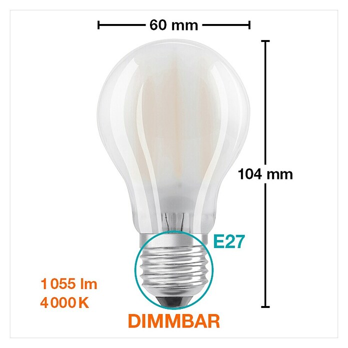 Osram Retrofit LED žarulja (E27, Može se prigušiti, Hladna bijela, 1. ...