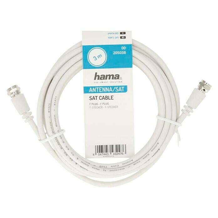 Hama Cable coaxial M-M (3 m, Blanco, Medidas de blindaje: 75 dB) | BAUHAUS