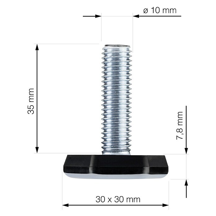 Vijci za regulaciju (Ø x V: 3 x 4,28 cm, Navoj: M 10) | BAUHAUS