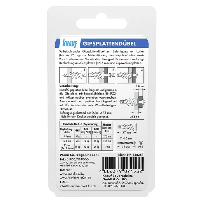 Knauf Gipsplatten Metalldübel