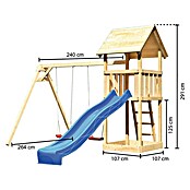 Karibu Kinderspielturm Lotti Set 9 (L x B x H: 264 x 347 x 291 cm, Natur/Blau) | BAUHAUS