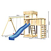 Karibu Kinderspielturm Ritterburg Löwenherz Set 51 (L x B x H: 264 x 254 x 259,5 cm, Natur/Blau ...