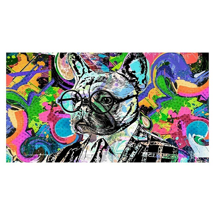 Cuadro alto brillo Perro Gafas (Perro Gafas, An x Al: 130 x 70 cm, 1 ...