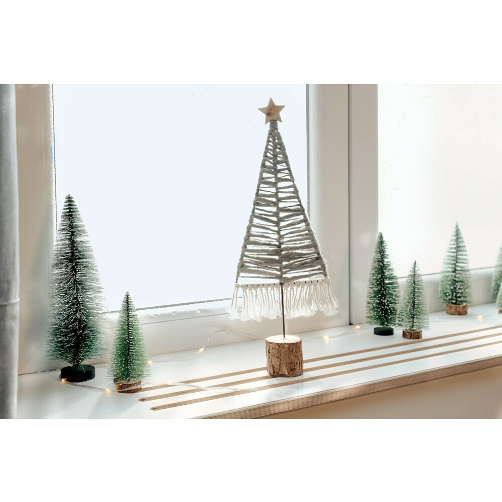 Holz-Weihnachtsbaum - Grau, Jute, Höhe: 44,5 cm