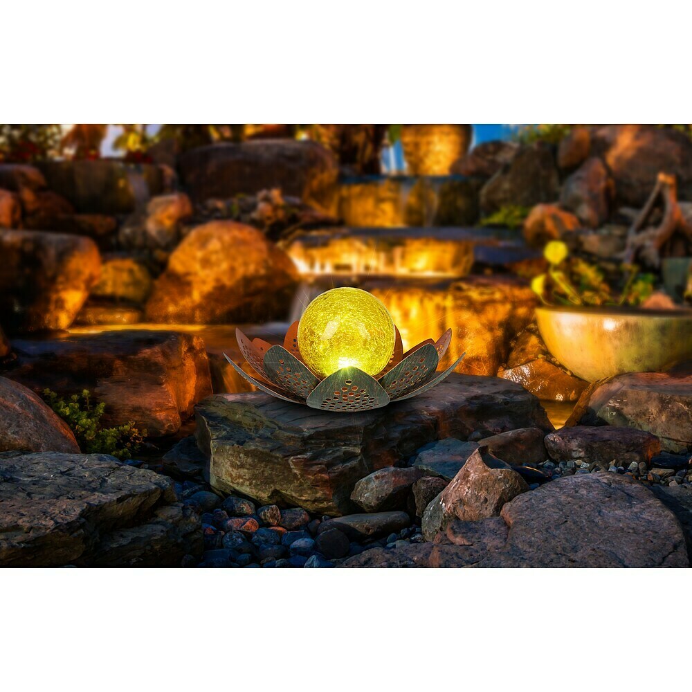 Globo Solar-Dekoleuchte Blume - Amber, gold, grün, IP44 online kaufen ...