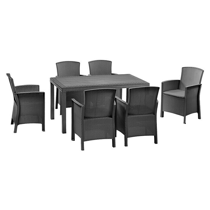 Gartenmöbel-Set Lido-Houston (7 -tlg., Polypropylen, Anthrazit) | BAUHAUS