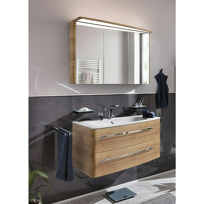 Lanzet Classico Badmöbel-Set CL10RWBC (99,2 cm, Berg Eiche, Farbe Griff ...
