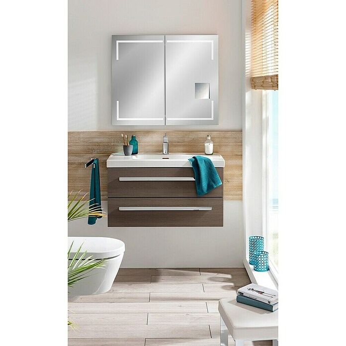 Lanzet K1 Badmöbel-Set K19E2 (89,2 cm, Eiche Maron) | BAUHAUS