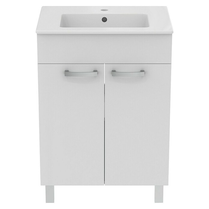 Ideal Standard Eurovit Badmöbel-Set (61 cm, Weiß, Glänzend, 2 Türen ...