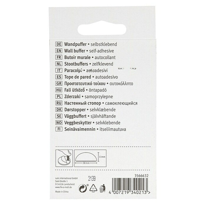 Wanddeurstopper (Kunststof, 2 st., Zwart, 30 mm) | BAUHAUS