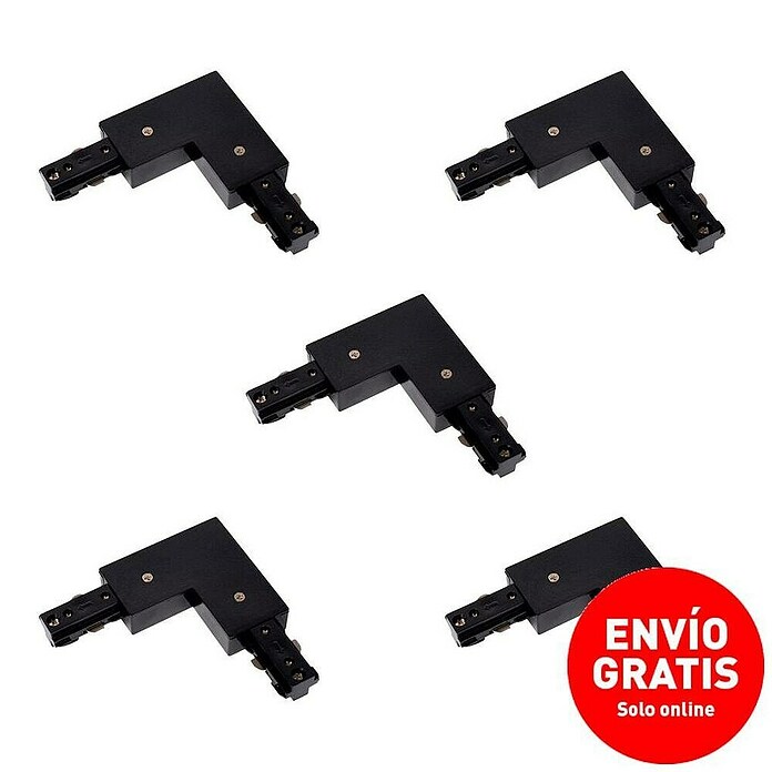 Led Hispania Conector en L monofásico (3,5 x 10,7 x 10,7 cm, Negro, 5 ...
