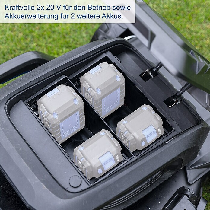 Scheppach IXES 20V Akku-Rasenmäher BC-MP470-X (40 V, 4 Akkus, 4 Ah, Schnittbreite: 470 mm) | BAUHAUS