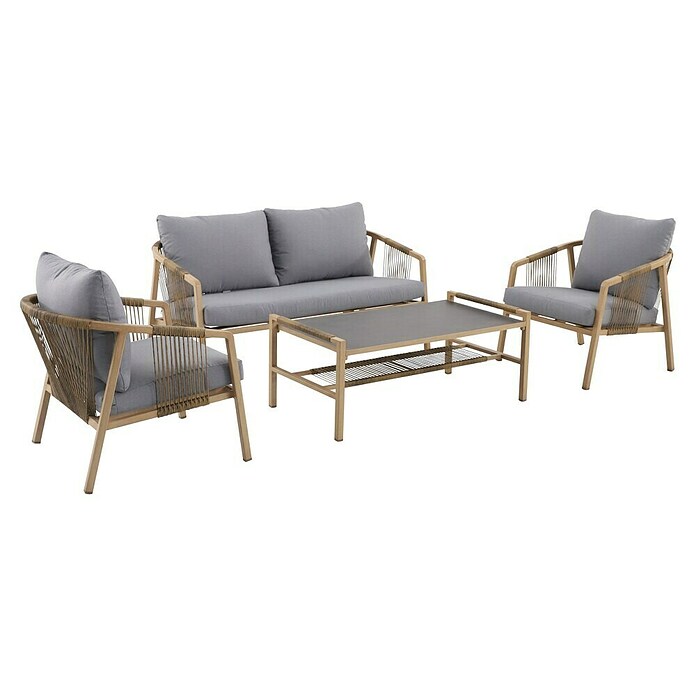 MWH Wicker Komplet lounge pohištva Kanto (4 -del., Aluminij, Rjava ...