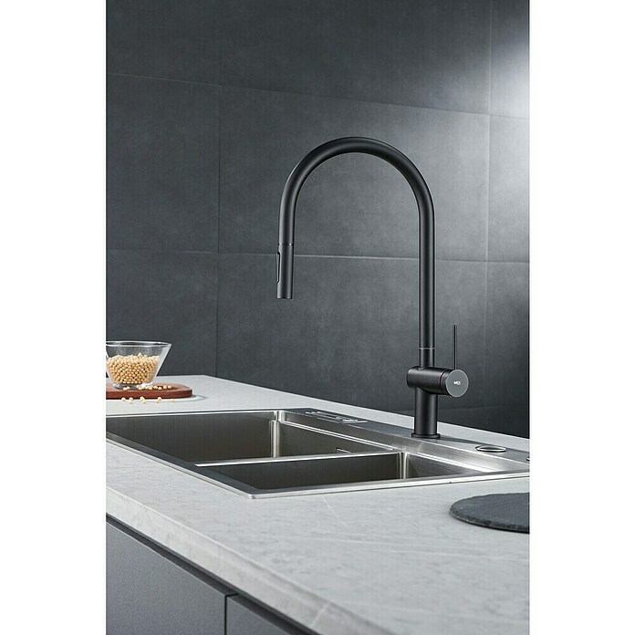 Imex Grifo de cocina extraíble Berna (Negro) | BAUHAUS