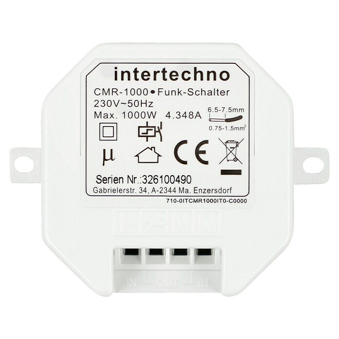 Intertechno Funk-Einbauschalter CMR-1000 (1.000 W, Reichweite ca.: 30 m) | BAUHAUS