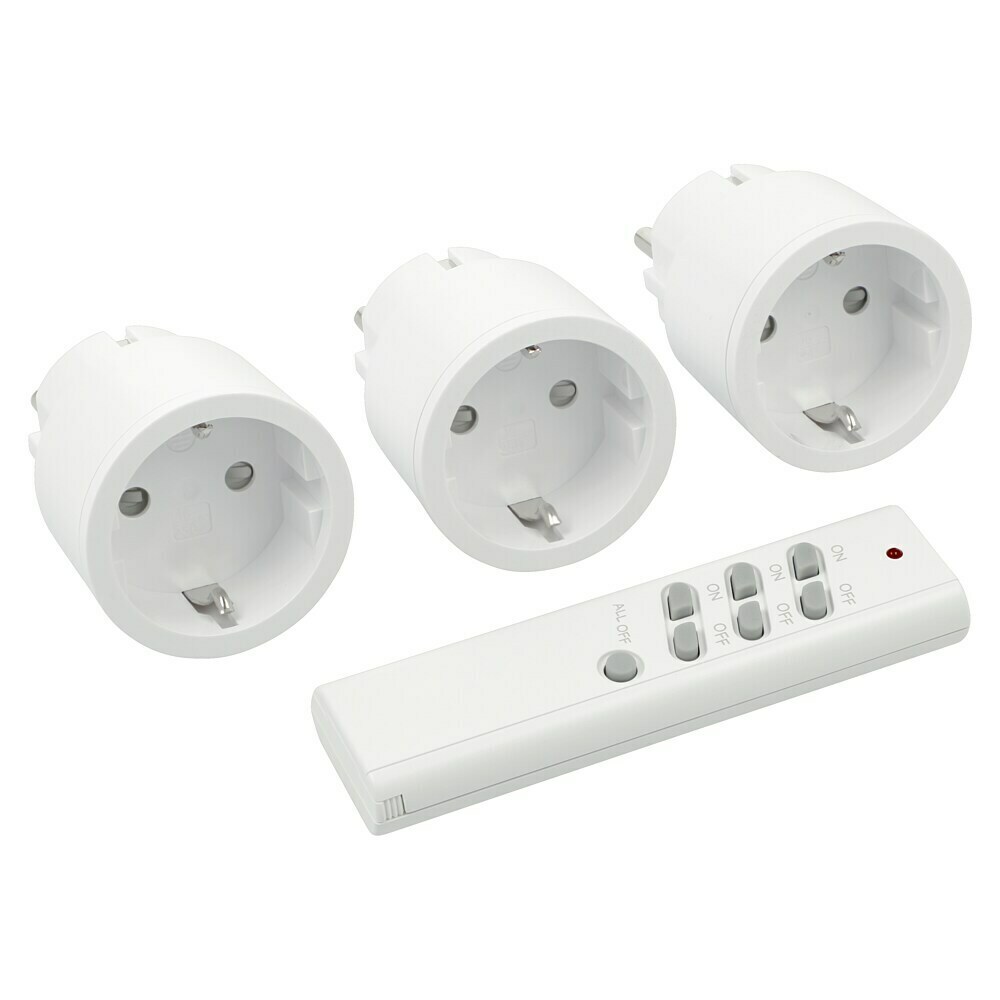 Intertechno Funksteckdosen-Set 3fach Zwischenstecker Set ein/aus mit Handsender kaufen