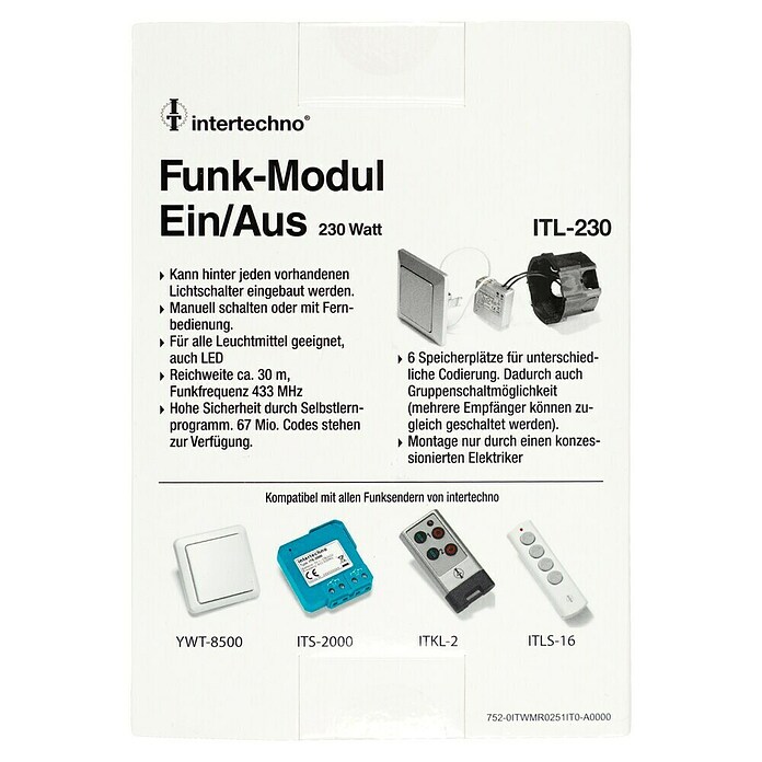 Intertechno Funk-Schaltermodul ITL-230 (230 W, Reichweite ca.: 30 m) | BAUHAUS