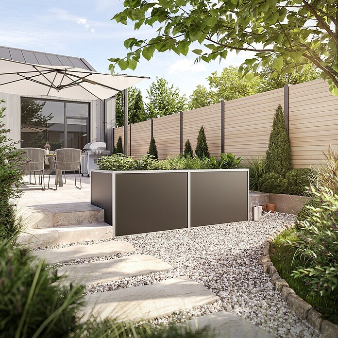 KGT Hochbeet Aluminium (205 x 91 x 77 cm, Aluminium, Anthrazit/Weiß ...