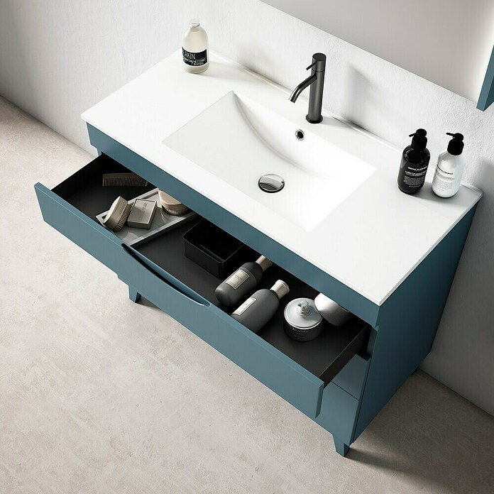 Conjunto de mueble de baño Turia (Ancho: 80 cm, Azul, Mate, 3 pzs ...