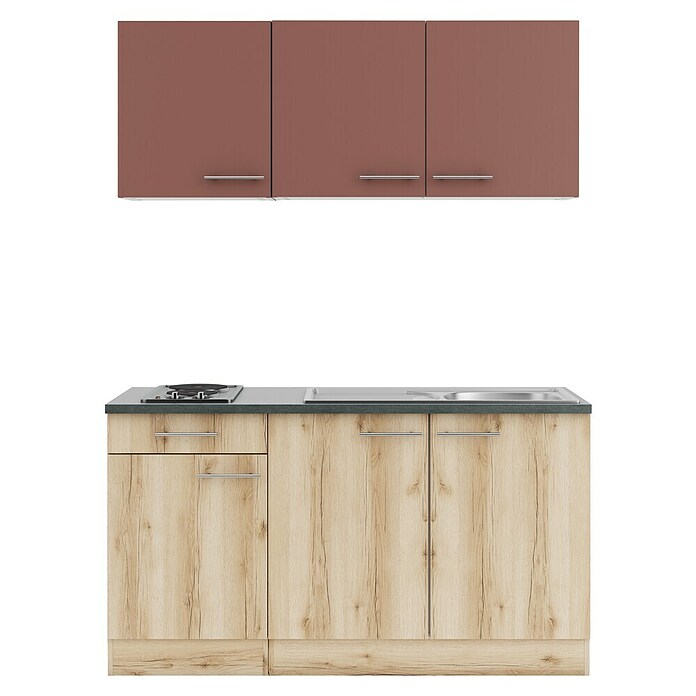 Optifit Bari407 Singleküche Typ 1 (Breite: 150 cm, Rostbraun/Wildeiche ...