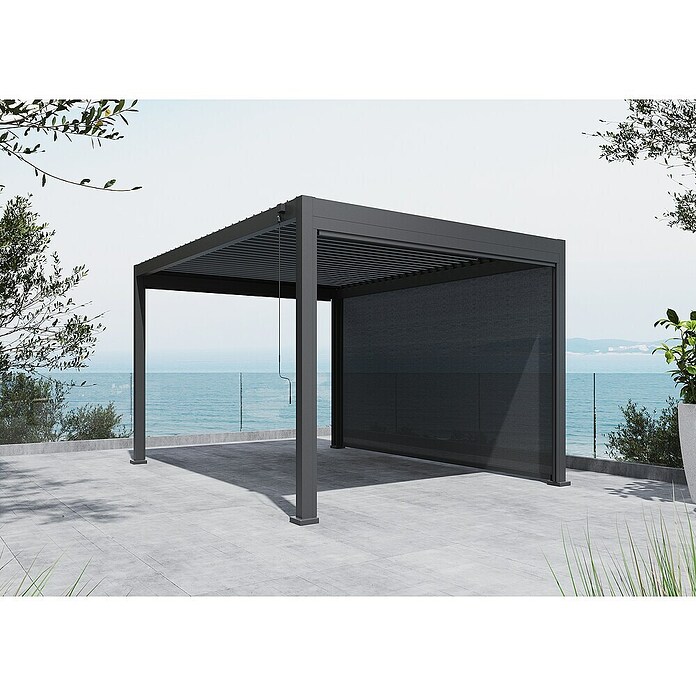 Sunfun Milos Pared lateral (An x Al: 374 x 217 cm, Gris oscuro, Para pérgola con laterales Milos ...