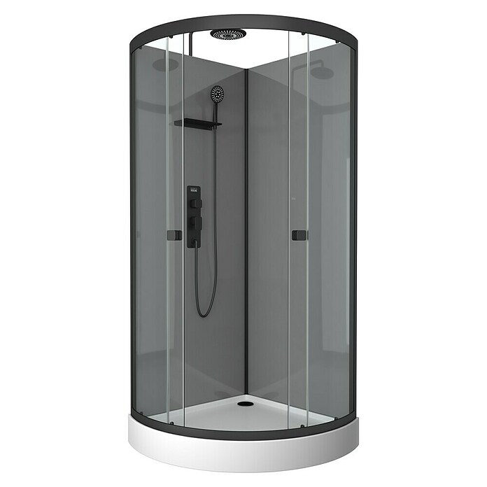 Aurlane Komplettdusche Grey Touch Round (90 x 90 x 215 cm, Grau/Schwarz ...