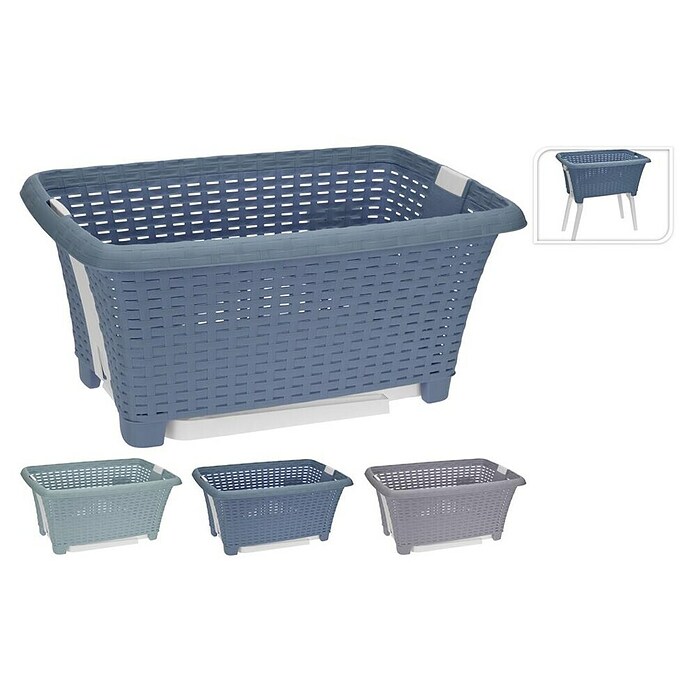 Wasmand met inklapbare poten (Groen / Blauw / Taupe, l x b x h: 60 x 58 ...