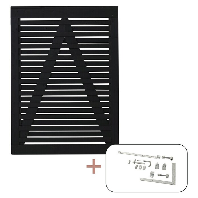 Plus Zauntor Osaka inkl. Beschläge (100 x 136 cm, Schwarz (RAL 9005 ...