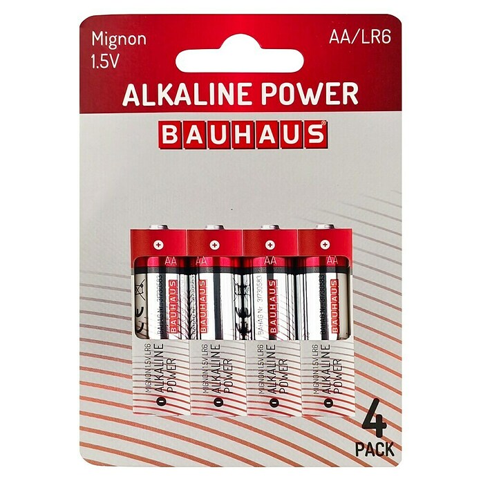 BAUHAUS Alkaline-Batterie Power (Mignon AA, Alkali-Mangan, 1,5 V, 4 Stk ...
