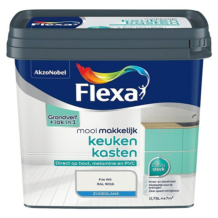 Flexa Mooi Makkelijk Kleurlak Keukenkasten - Fris wit (Fris wit, 750 ml ...