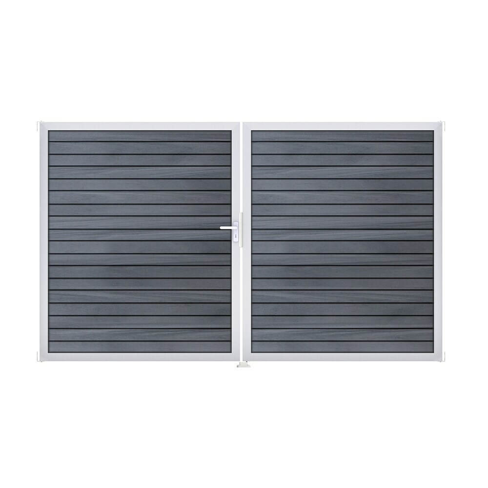 GroJa Gartentor Rhombus - 300 x 180 cm, Steingrau (EV1), DIN Anschlag ...