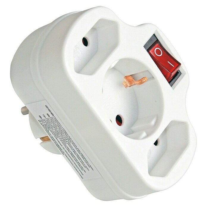 Steckdose (Mit Schalter, Weiß, Kunststoff) | BAUHAUS