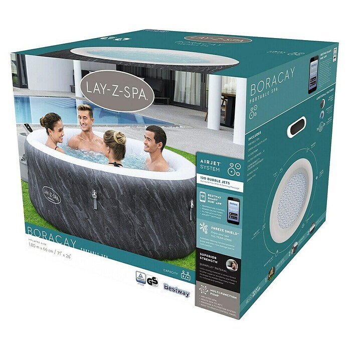 Bestway Lay-Z-Spa Opblaasbare jacuzzi Boracay (Ø x h: 180 x 66 cm ...
