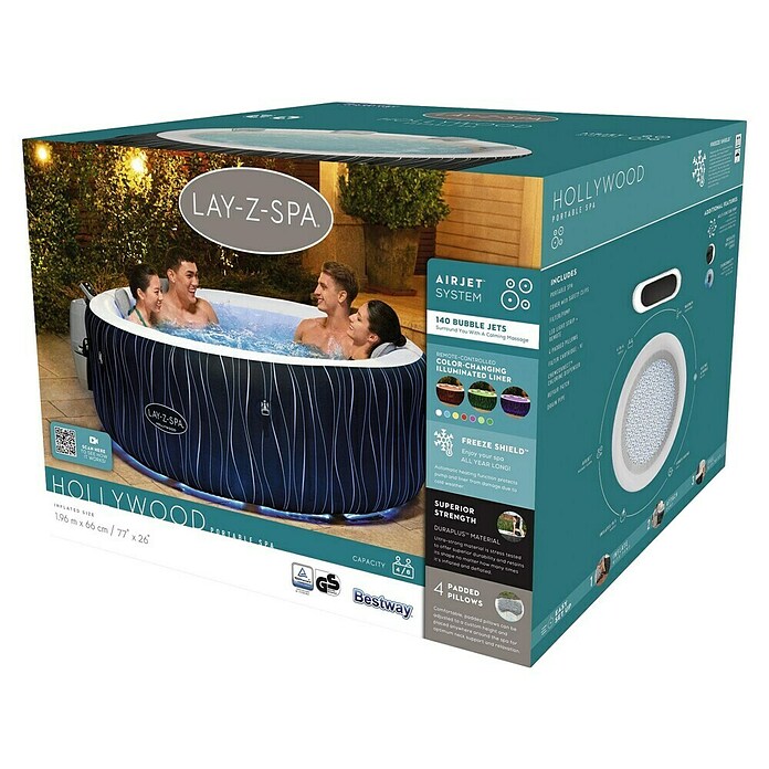 Bestway Lay-Z-Spa Opblaasbare jacuzzi Hollywood (Ø x h: 196 x 66 cm ...