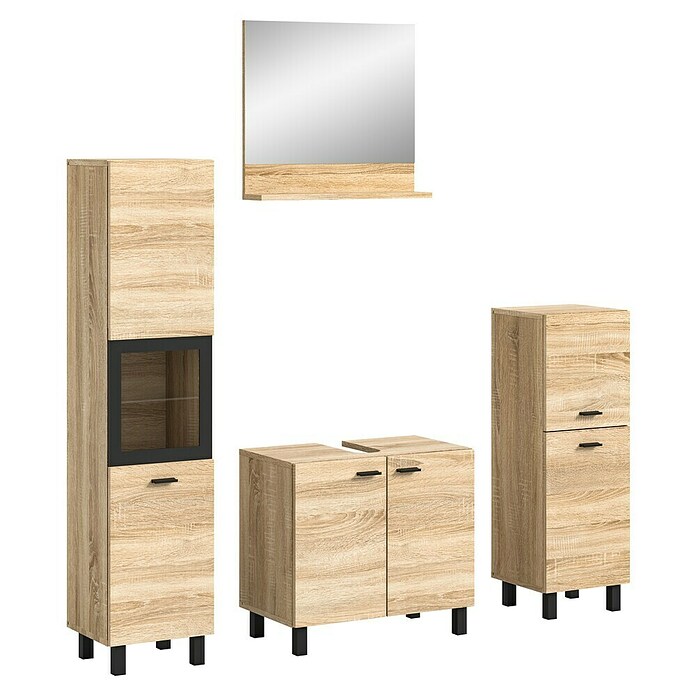 xonox.home Boston Badmöbel-Set (Mit Hochschrank mit Glastür ...