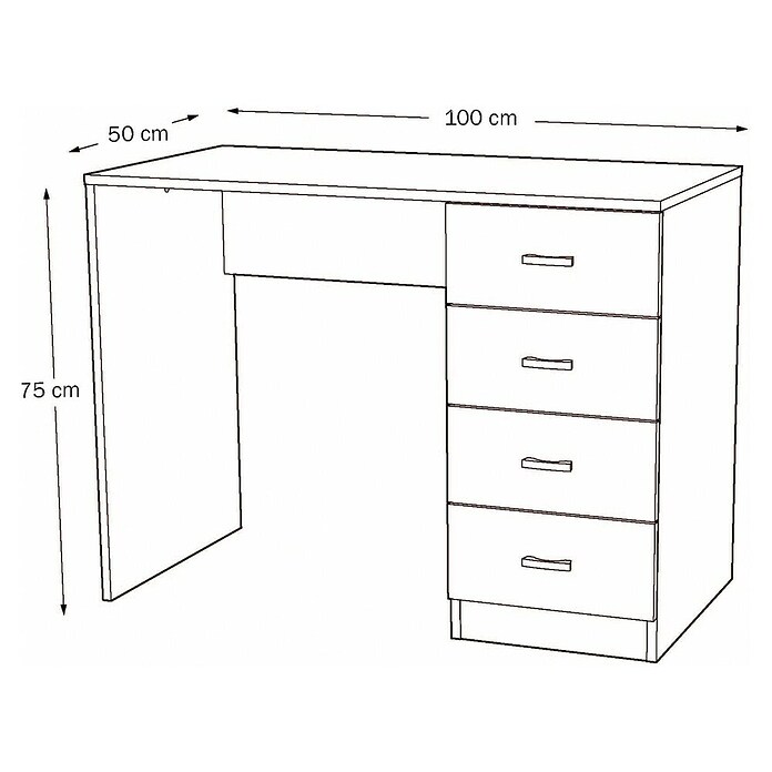 Meka Block Mesa de escritorio K-248 (L x An x Al: 50 x 100 x 75 cm ...