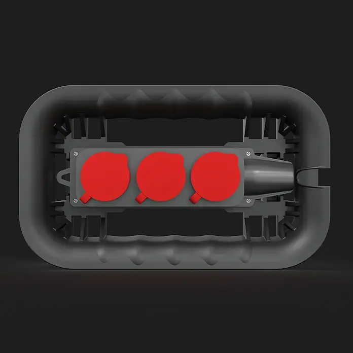 Qbrick System Kabelroller Kabelaufroller mit Elektroleiste - L x B x H ...