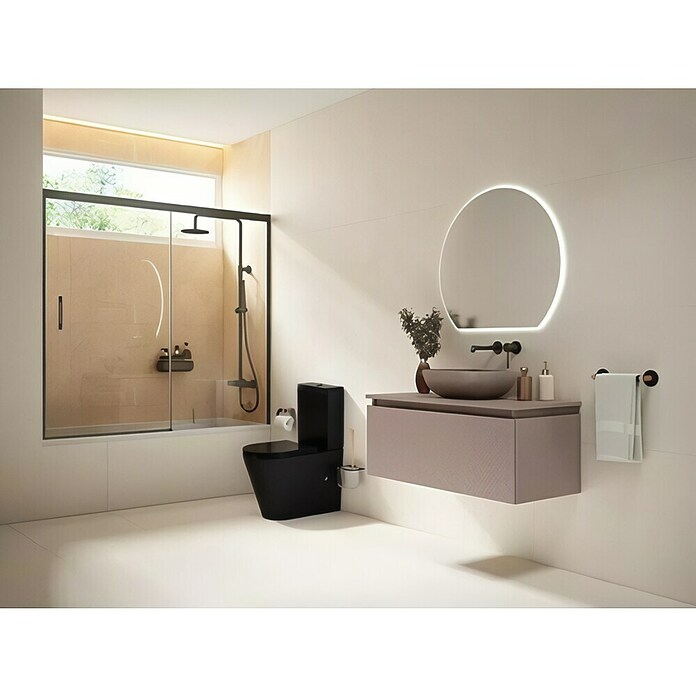 Pack de WC Roma (Sin borde de descarga, Salida WC: Vertical, Negro ...