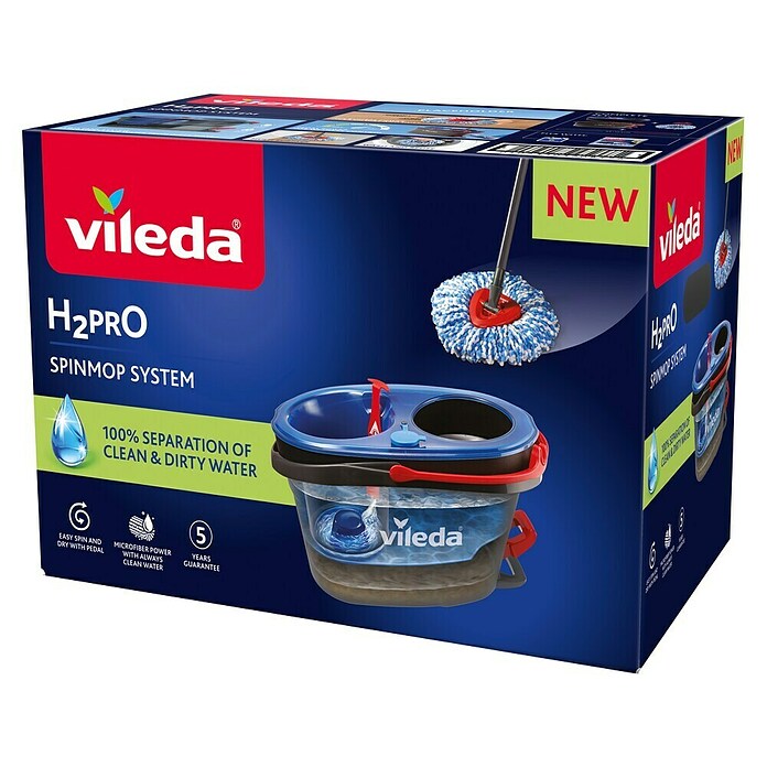 Vileda Reinigungssystem & Eimer H2PRO Spin Mop System (3 -tlg., 1 x ...