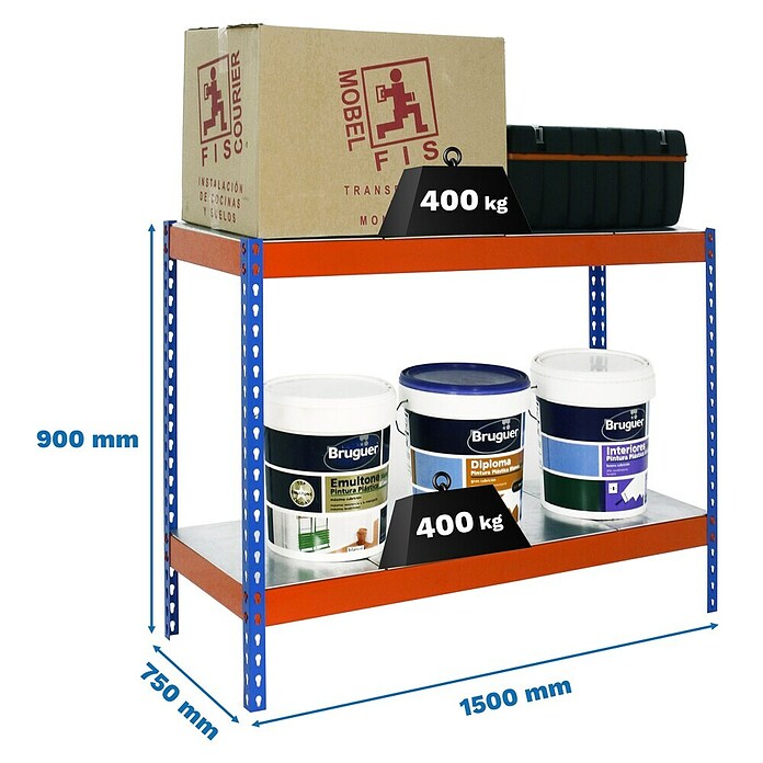 Simonrack Simontaller Metallregal Ecoforte Metall (H x B x T: 90 x 150 x 75 cm, Traglast pro ...