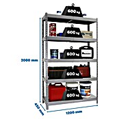 Simonrack Simontaller Metallregal Ecoforte Metall (H x B x T: 200 x 120 x 45 cm, Traglast pro ...